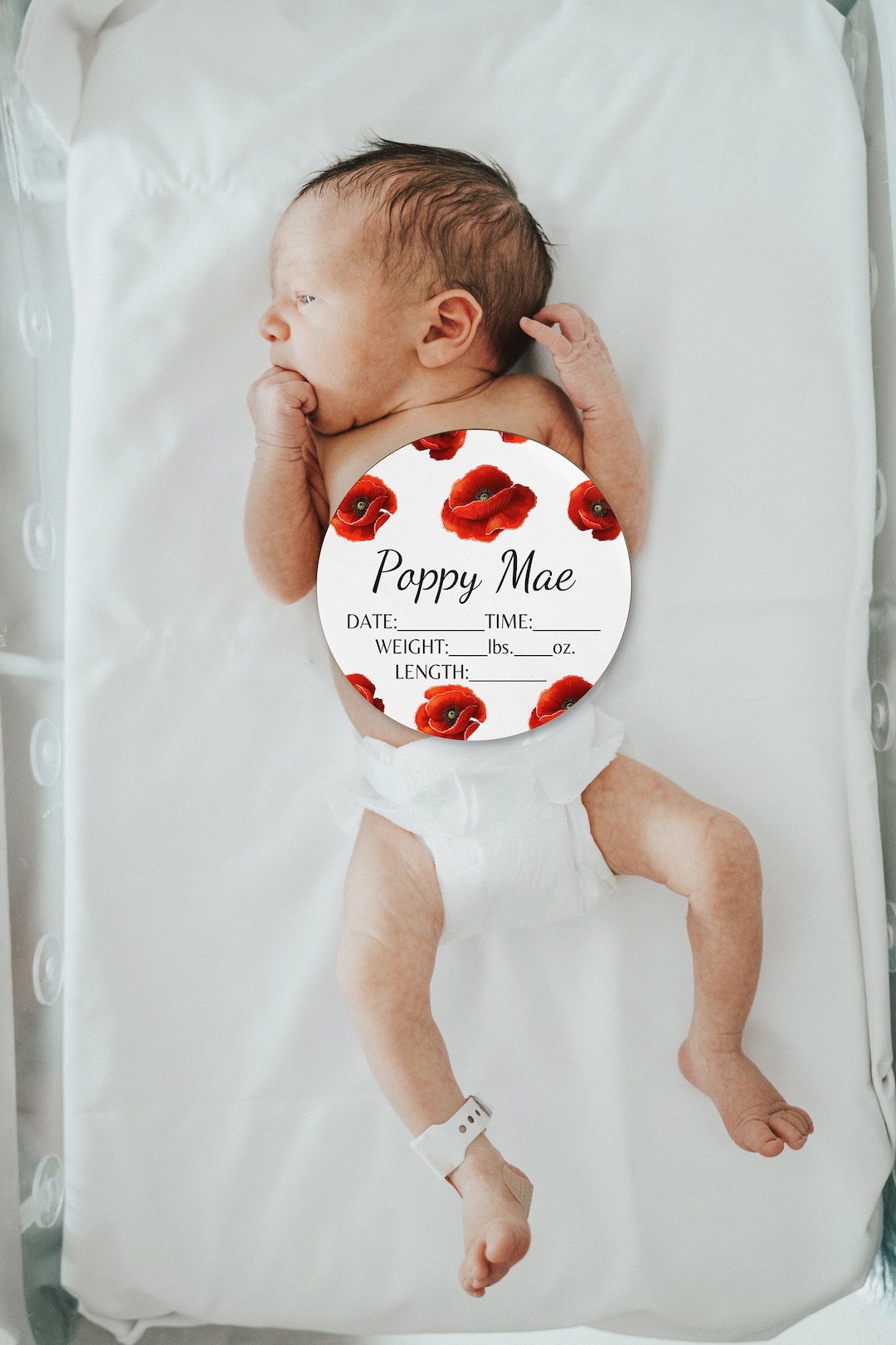 POPPY Baby Name Sign Name Announcement - Baby Birth Stat Sign - Floral ...