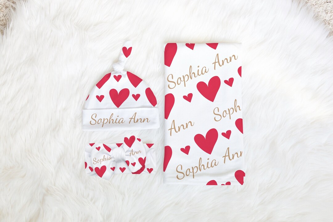 PERSONALIZED HEARTS Baby Blanket - HEARTS Name Blanket Personalized ...