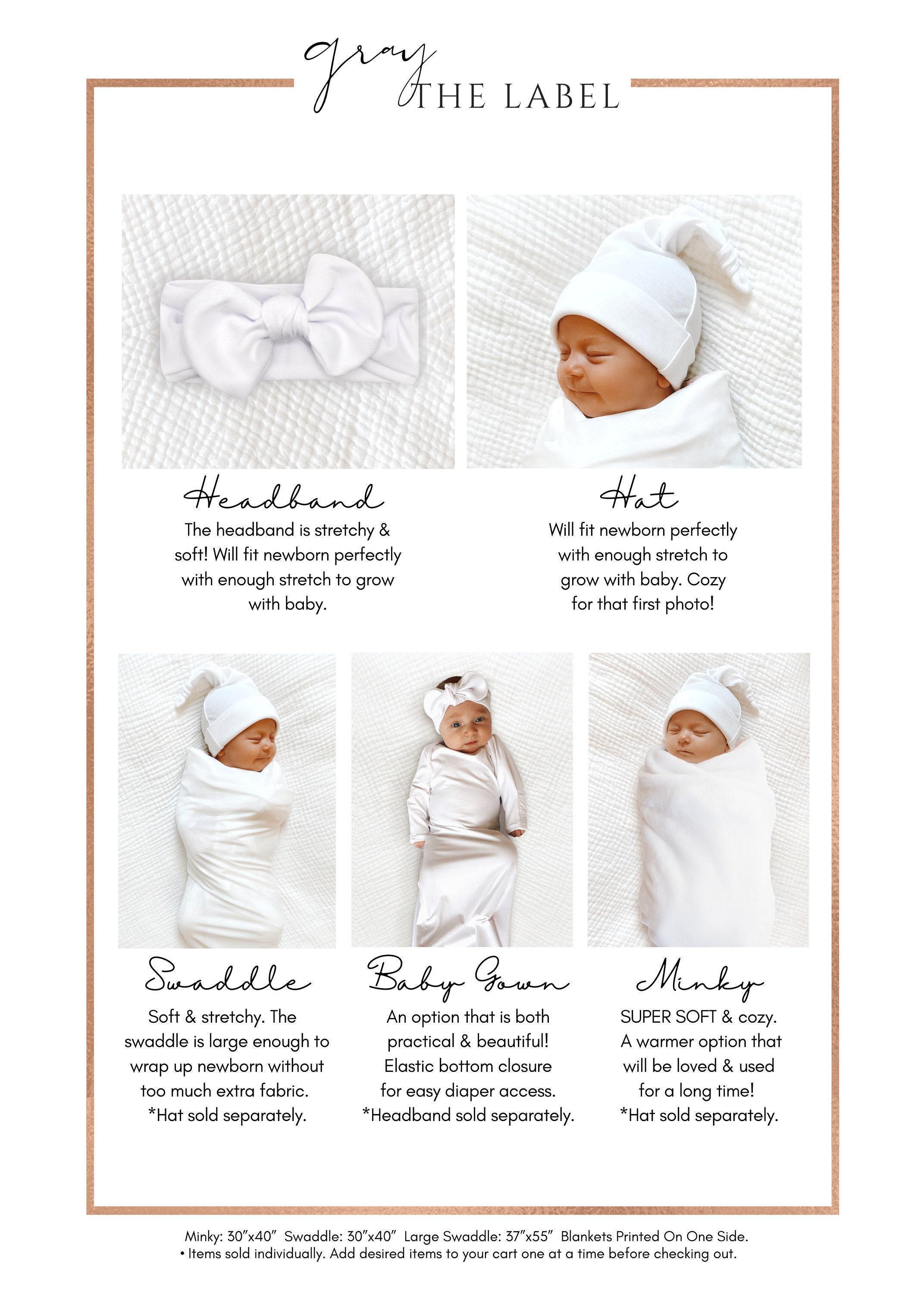 PERSONALIZED BABY Swaddle - Baby Boy Gown & Knotted Hat Newborn Baby ...