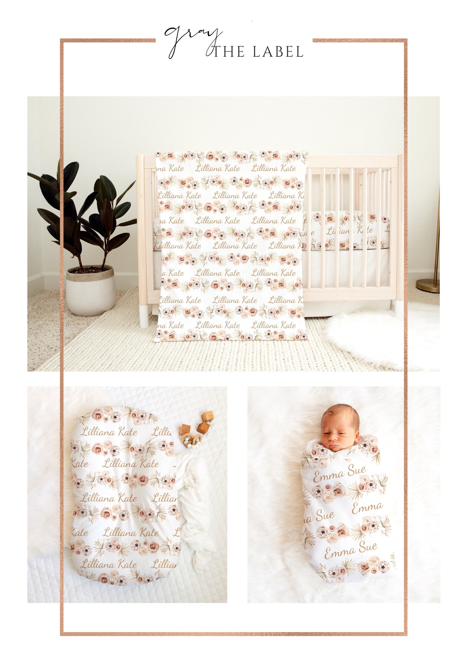 PERSONALIZED Baby Girl Crib Sheet Crib Bedding Set Nursery Neutral Boho ...