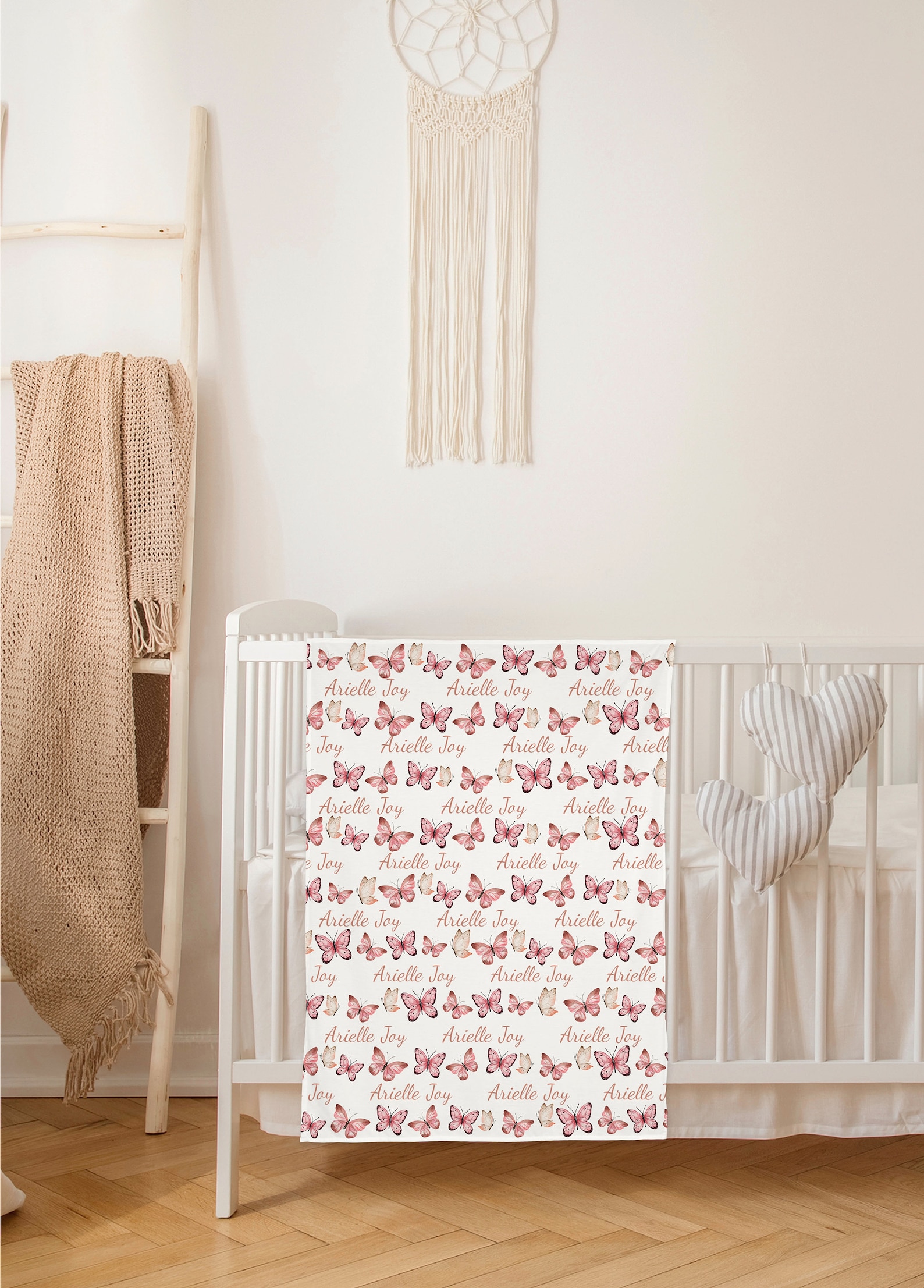 PINK BUTTERFLY Swaddle Blanket PERSONALIZED Newborn Baby Girl Coming ...