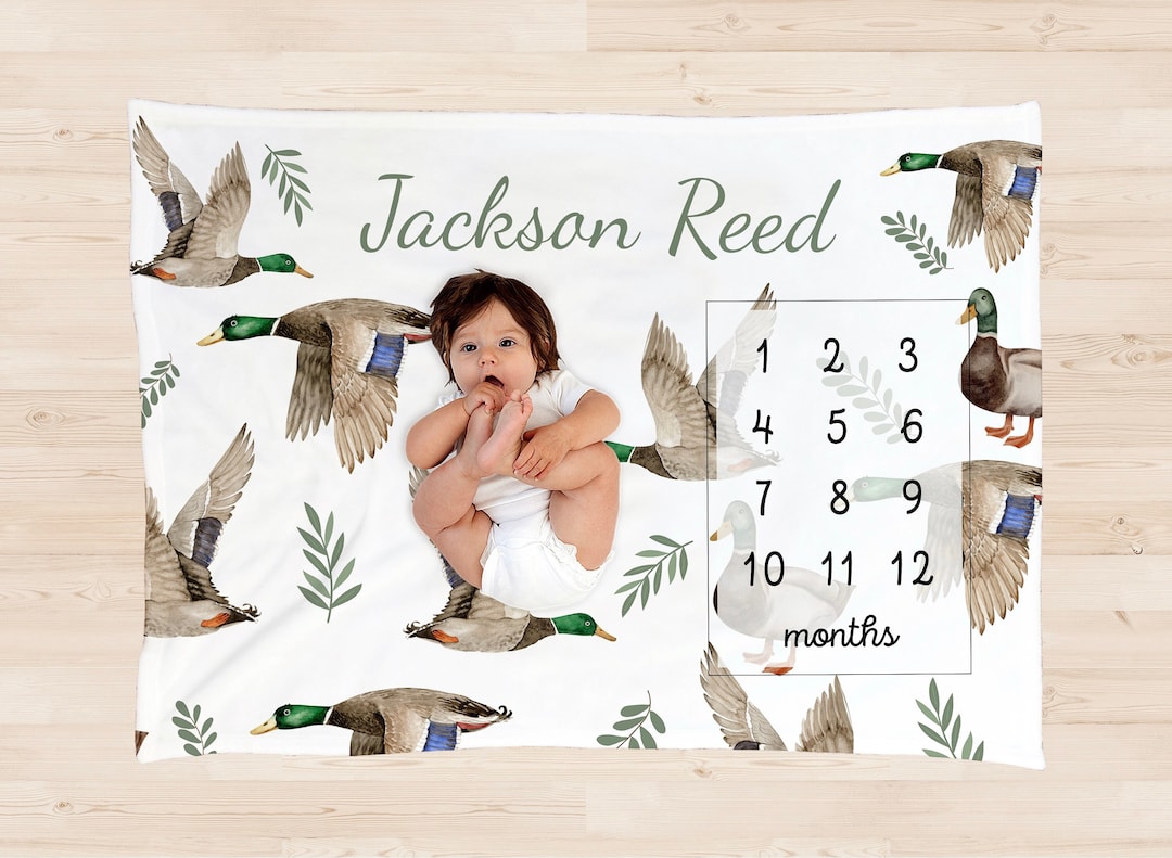 MALLARD DUCK Milestone Blanket PERSONALIZED Baby Boy Monthly Duck ...