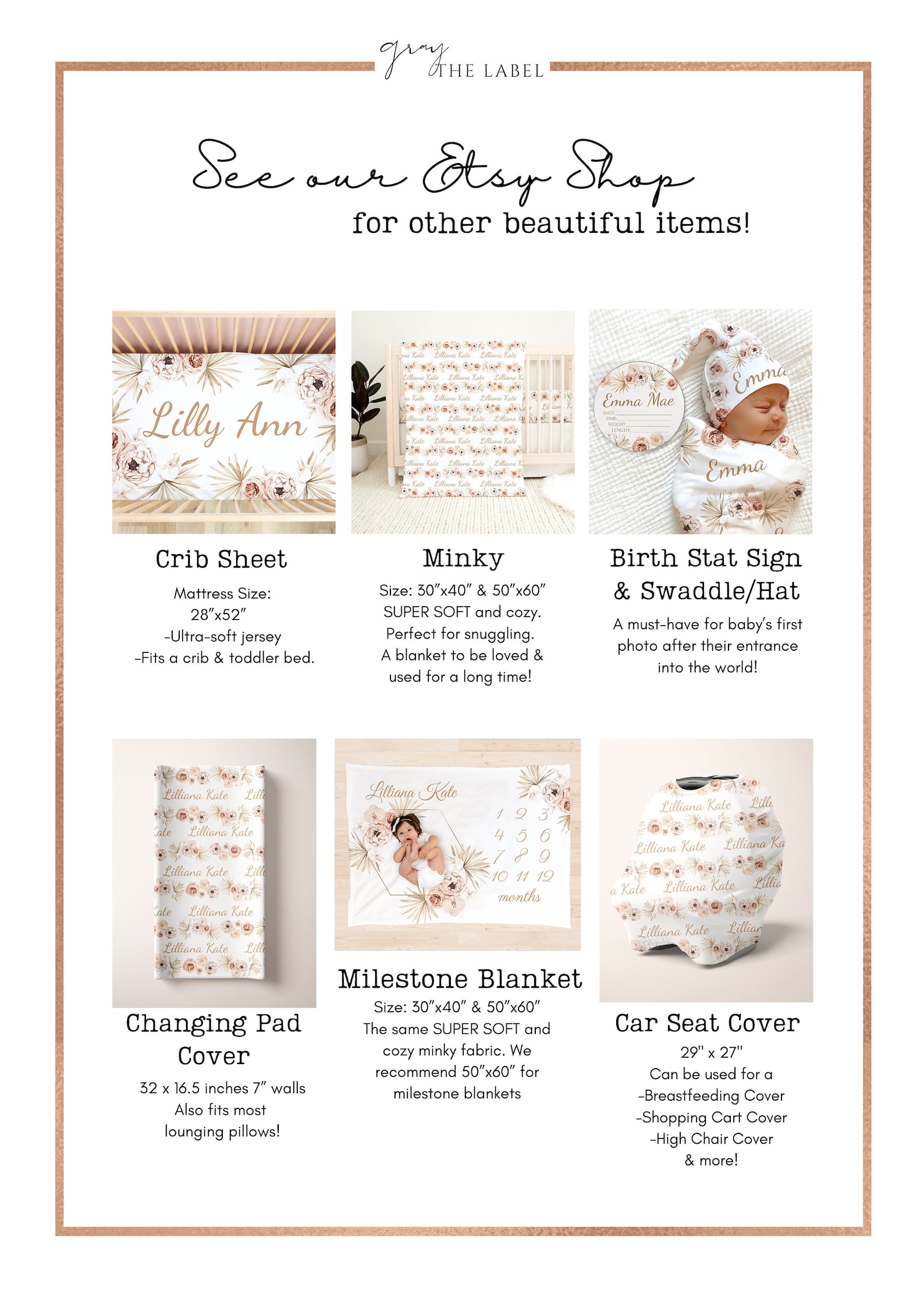 Baby Birth Stat Sign Gift Set - Pink Floral Personalized Birth ...