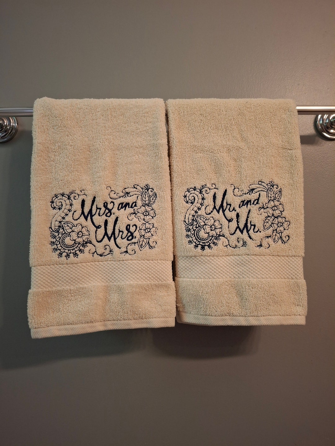 Mrs. and Mrs. and Mr. and Mr. Bath Hand Towels. 16x30, 100% Cotton ...