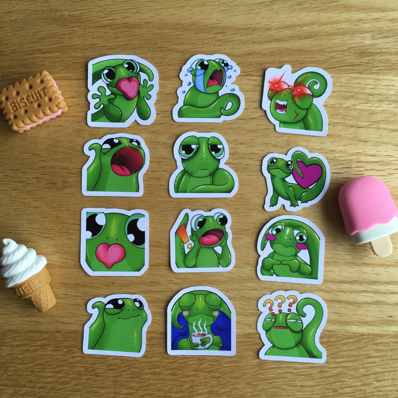 Salamander lizard emote stickers cute and funny expressions | Etsy