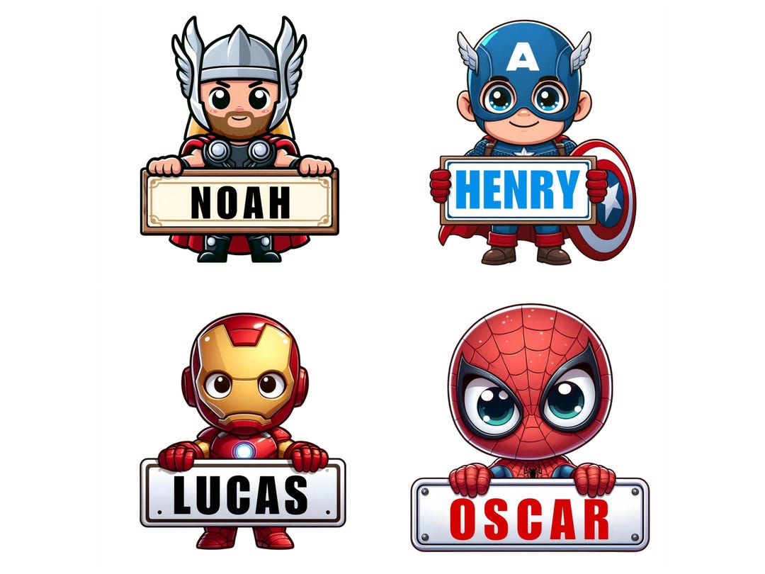 Custom Name Superhero Poster, Personalized Superhero Name Tag ...