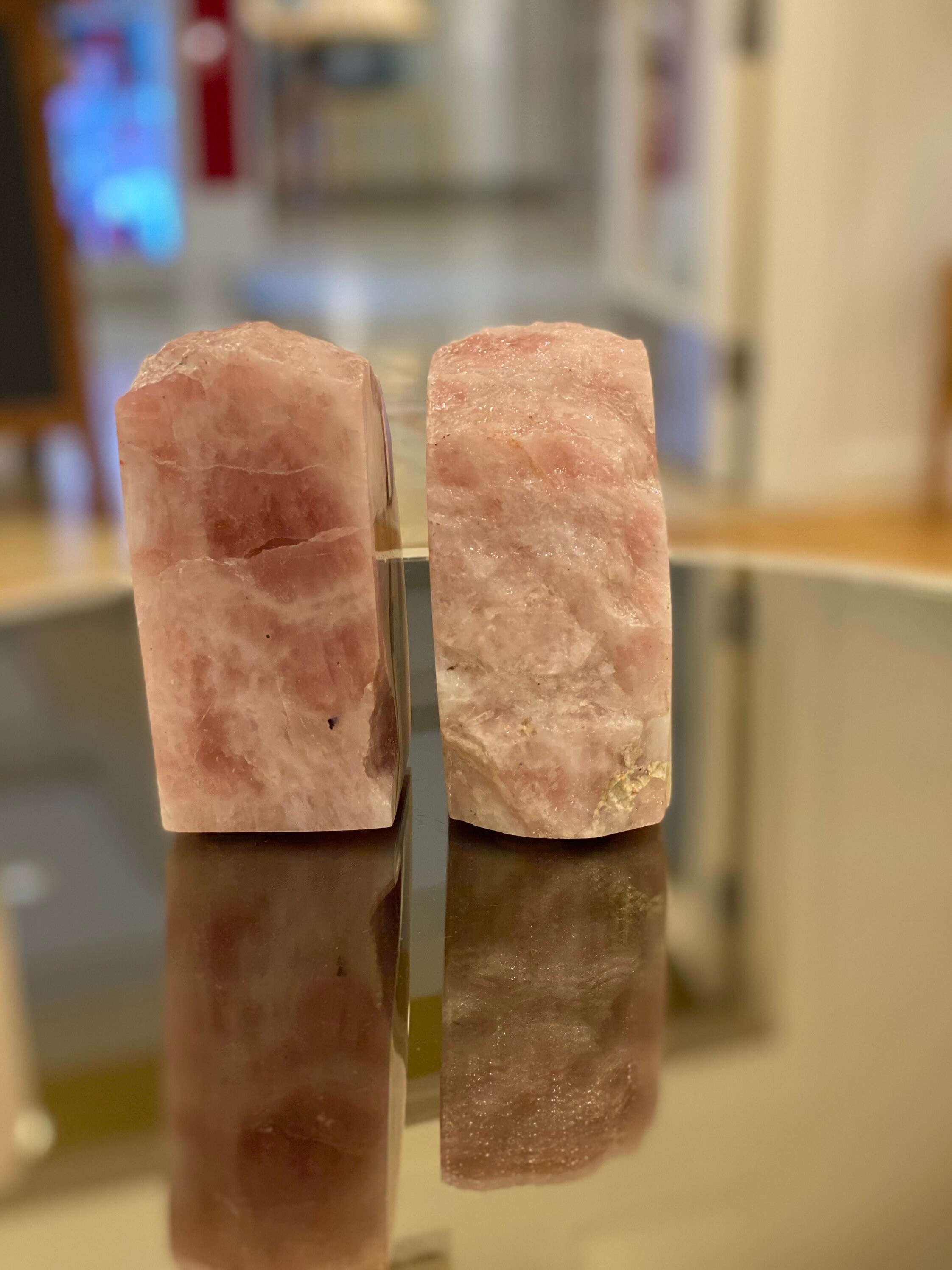 Pair of Real Rose Quartz Bookends - Etsy UK