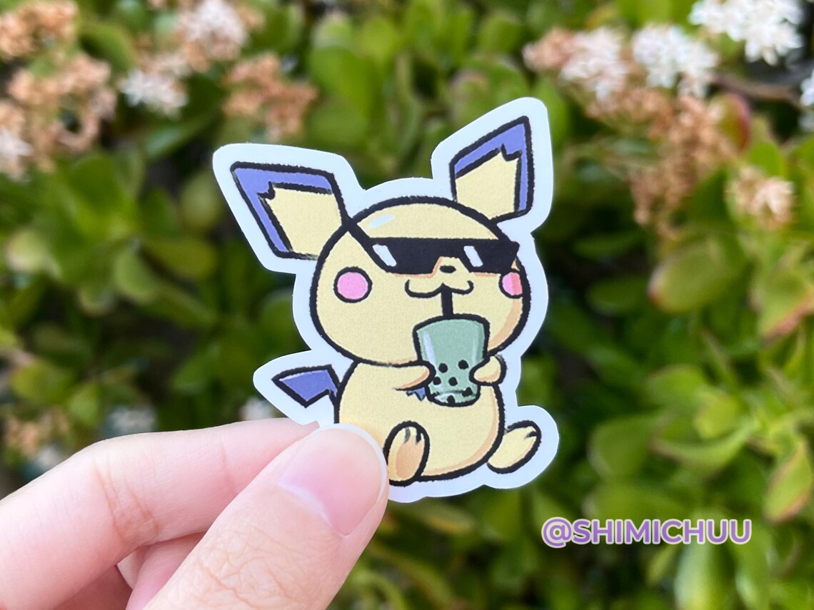 Eevee, Vulpix, Pichu Drinking Boba Stickers - Etsy