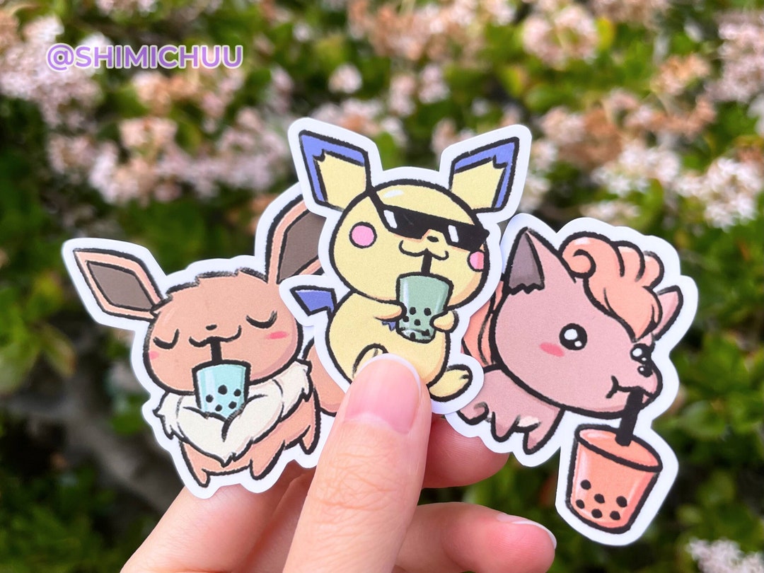 Eevee, Vulpix, Pichu Drinking Boba Stickers Glossy/matte - Etsy
