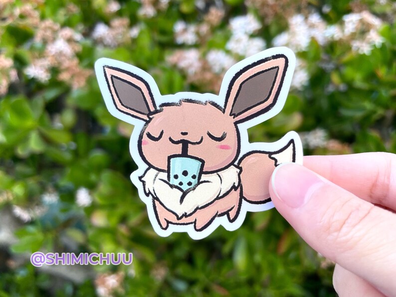 Eevee, Vulpix, Pichu Drinking Boba Stickers Glossy - Etsy