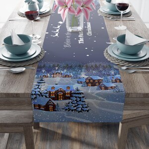 Personalized Christmas Table Runner Winter Scene Runner Christmas ...