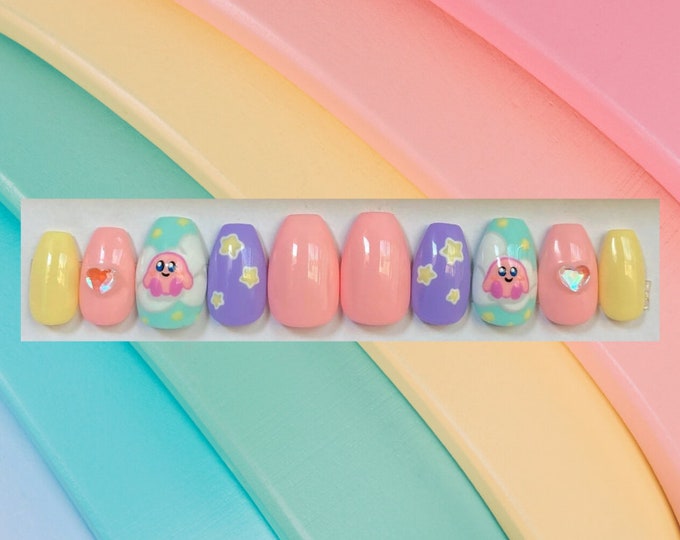 Kirby Inspired Nails - Etsy