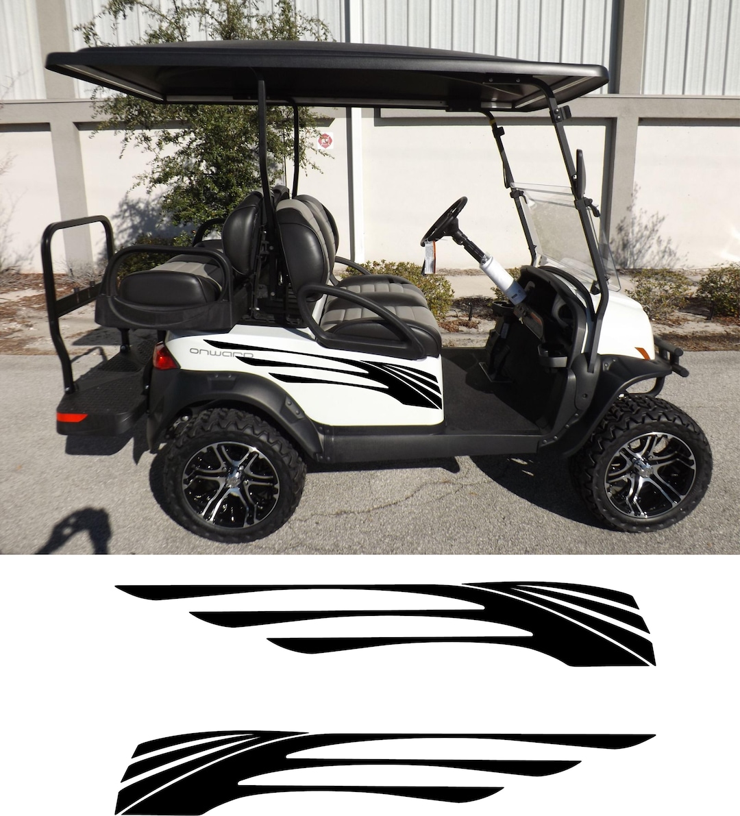 REFLECTIVE or Regular Golf Cart Graphic Decals 2 Pairs of 2 Vinyl Decal ...