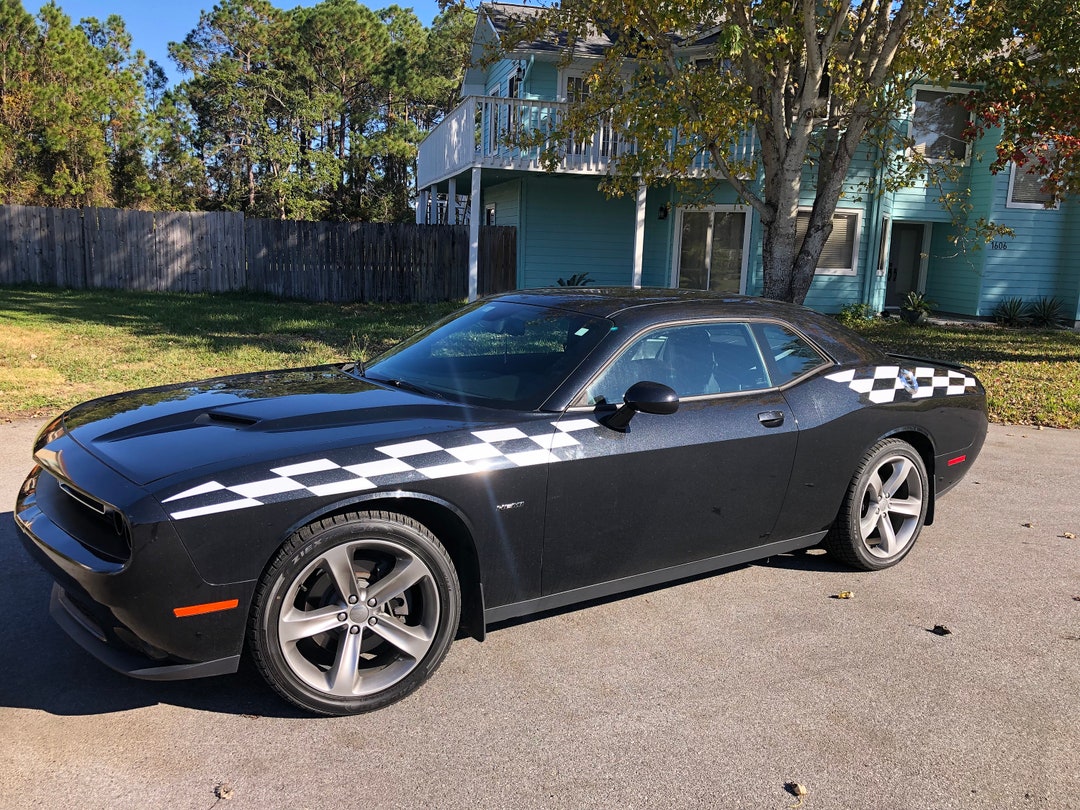 Dodge Challenger Checkered Flag Rally Pace Car Stripes Front and Back ...