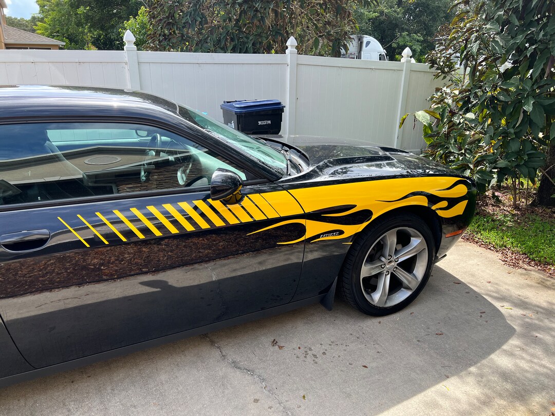 Dodge Challenger Flame Strobe Side Stripe Fit 2010-2022 (15 Colors) Pre ...