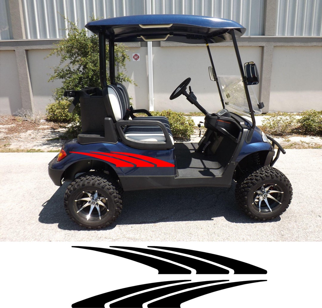 REFLECTIVE or Regular Golf Cart Graphic Decals 2 Pairs of 2 Vinyl Decal ...