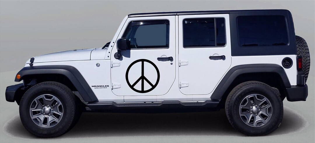 Fits Jeep Jk Jl Tj Yj Peace Sign Hood or Side Graphic (15 Colors) 9 ...