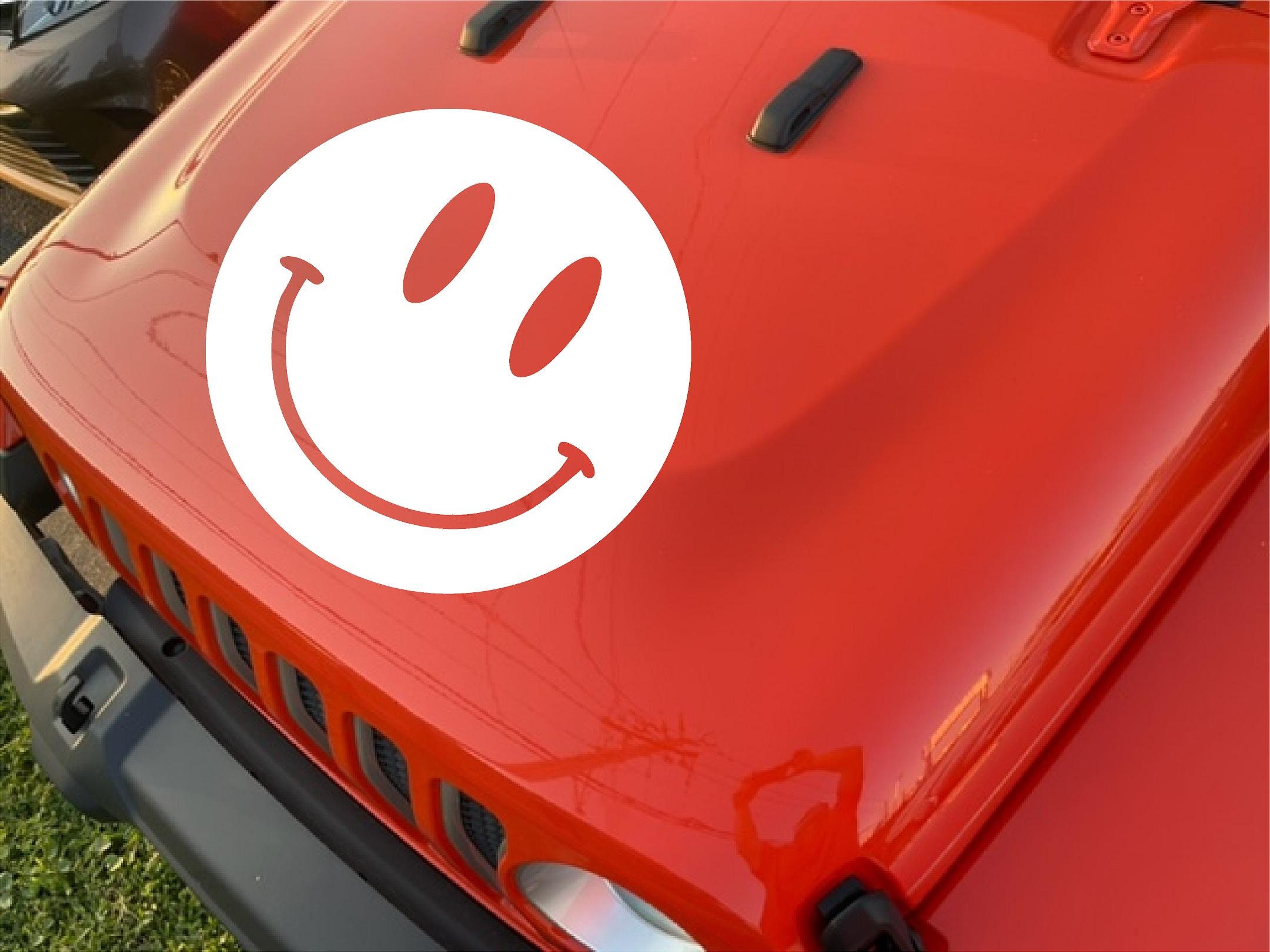 Fits Jeep Jk Jl Tj Yj Happy Smiley Face Hood or Side Graphic (15 Colors ...