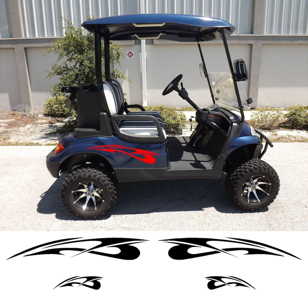 REFLECTIVE or Regular Golf Cart Graphic Decals 2 Pairs of 2 Vinyl Decal ...