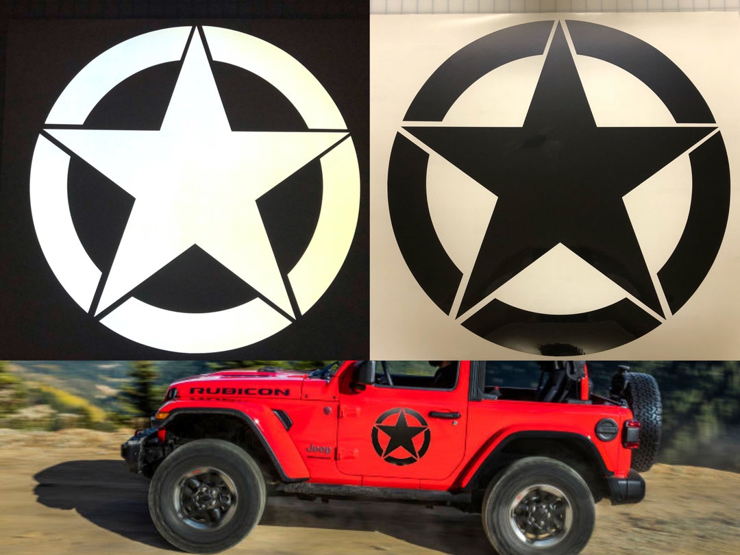 Reflective Star Pair of 2 Military Jeep Truck Decal Kit 16" or 20 ...