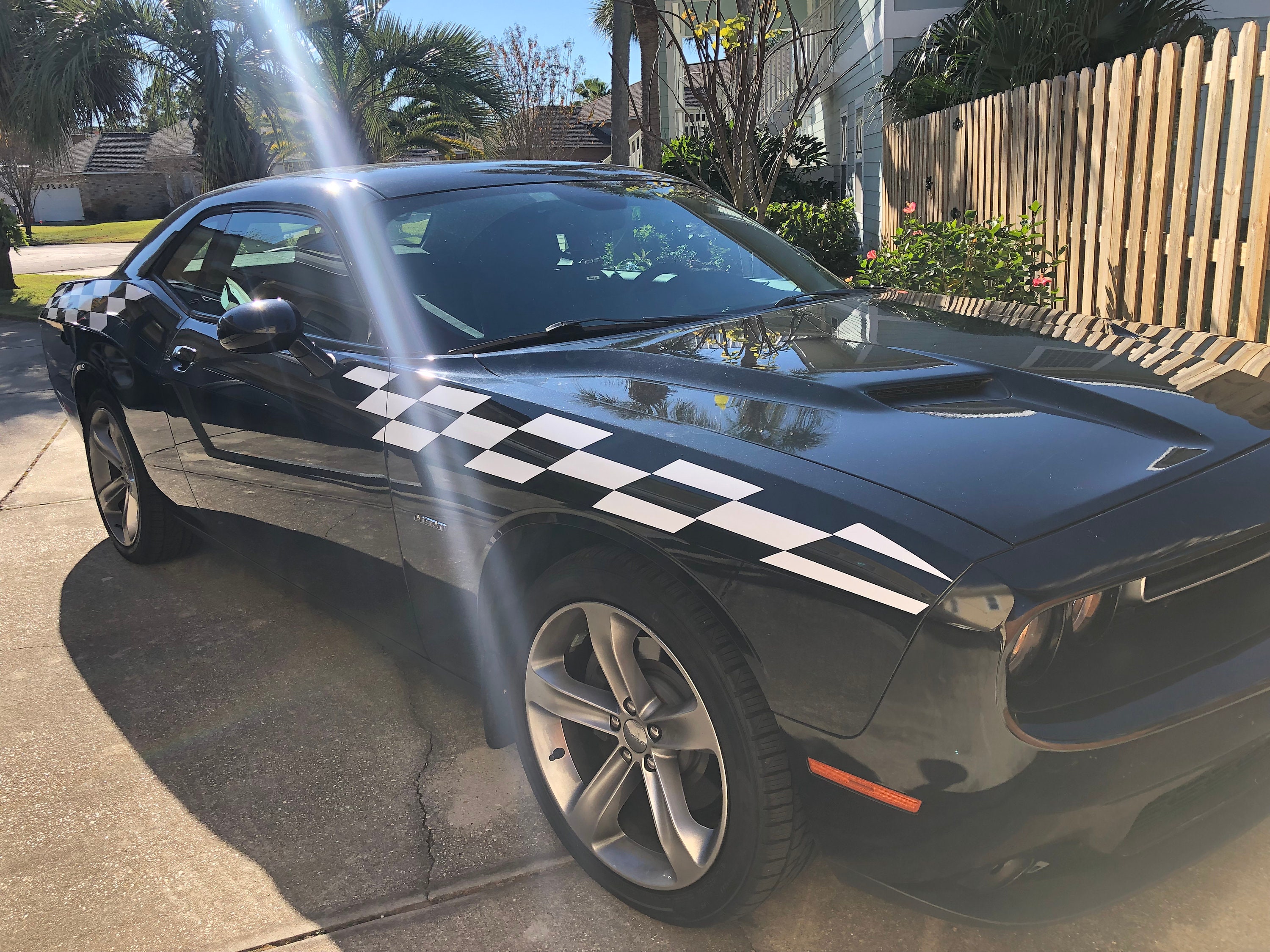 Dodge Challenger Checkered Flag Rally Pace Car Stripes Front | Etsy