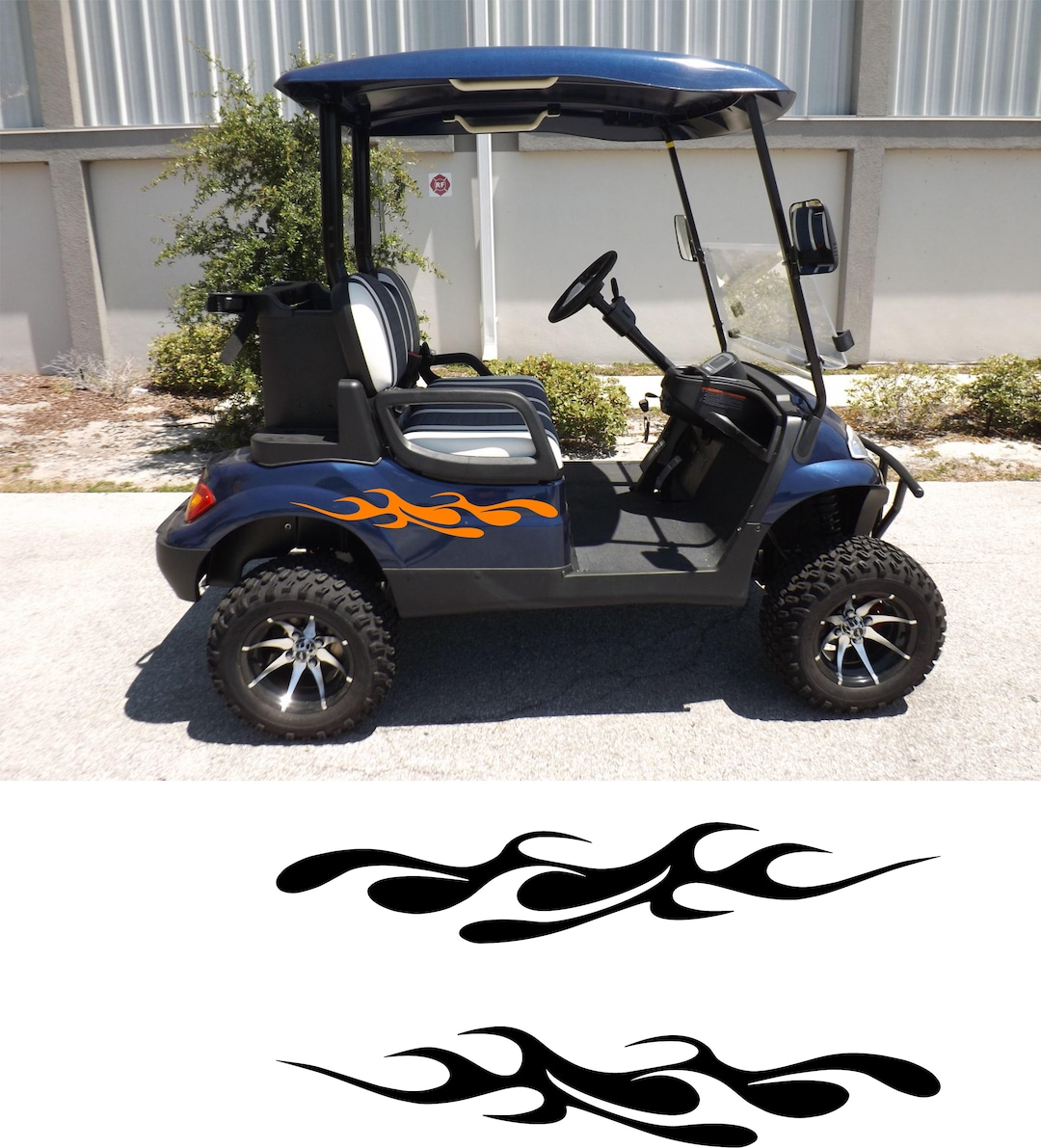 REFLECTIVE or Regular Golf Cart Graphic Decals 2 Pairs of 2 Vinyl Decal ...