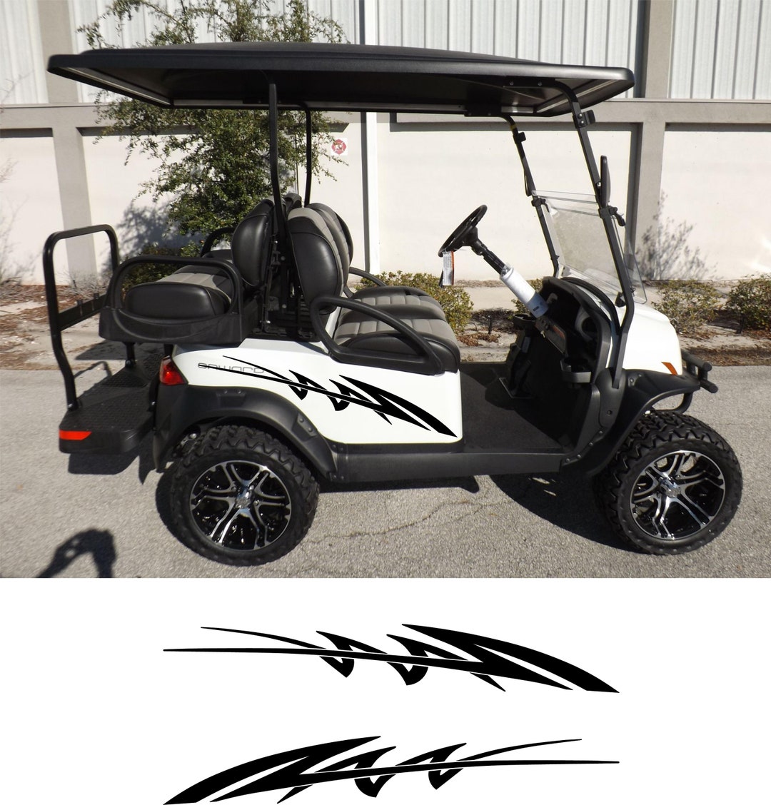 REFLECTIVE or Regular Golf Cart Graphic Decals 2 Pairs of 2 Vinyl Decal ...