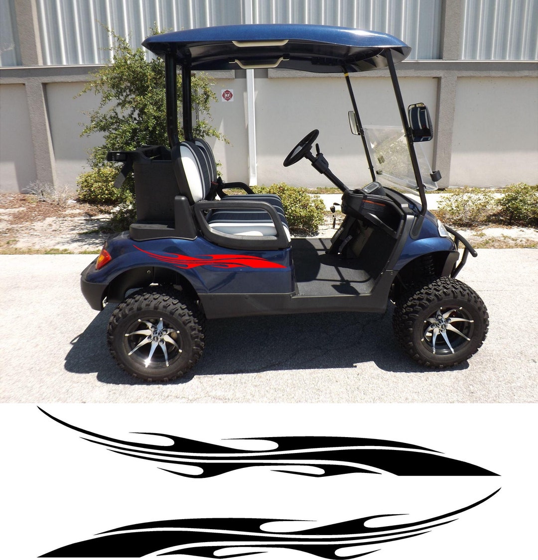 REFLECTIVE or Regular Golf Cart Graphic Decals 2 Pairs of 2 Vinyl Decal ...