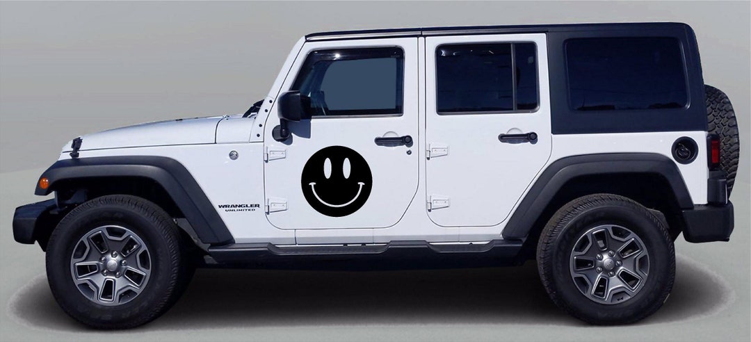 Fits Jeep Jk Jl Tj Yj Happy Smiley Face Hood or Side Graphic (15 Colors ...