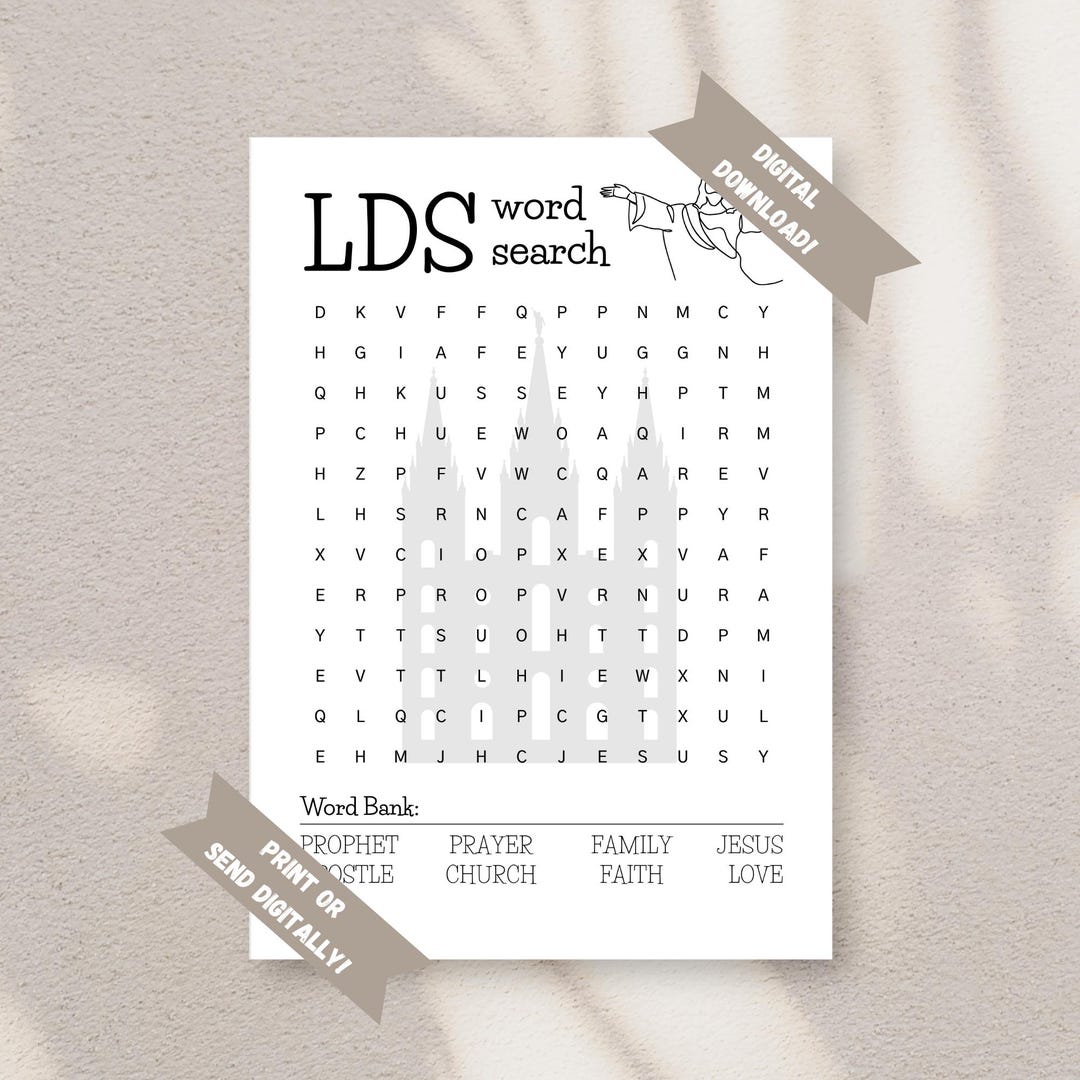 Printable LDS Word Search – Quiet Church Time Activity for Children - Etsy