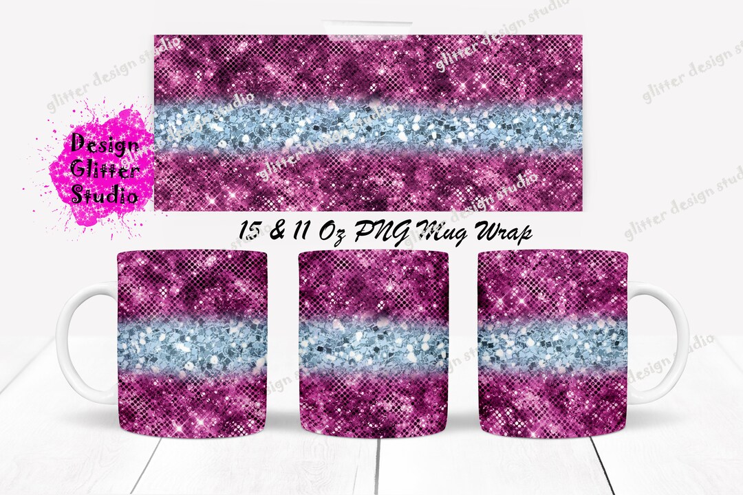 Purple Glitter Coffee Mug Design Mug Sublimation11 & 15oz Mug - Etsy