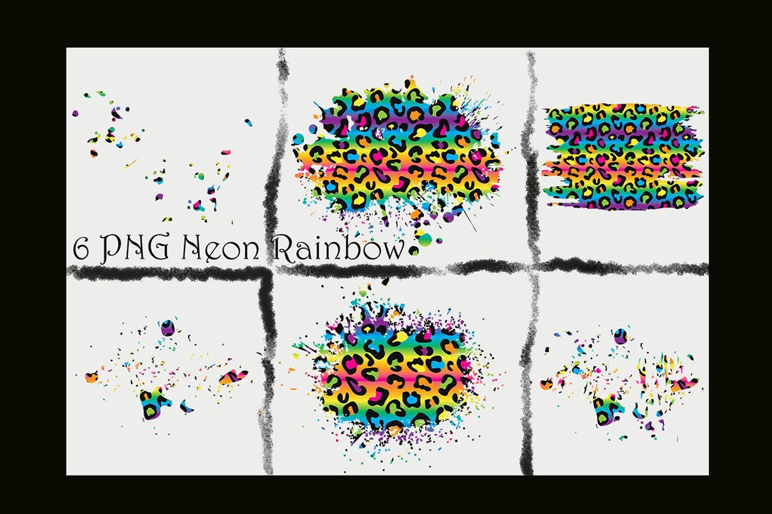Rainbow Leopard Print Digital Papers Bundle, Leopard Print Paper PNG ...