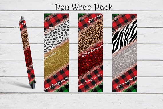Pen Wraps Template Animal Print Pen Wrap Red Glitter Pen - Etsy