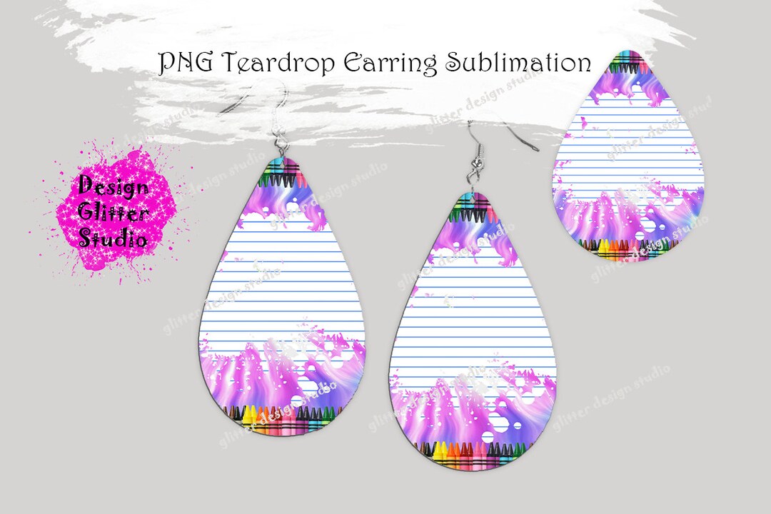 Teardrop Earringteacher Crayons Watercolor and Lined Paper - Etsy