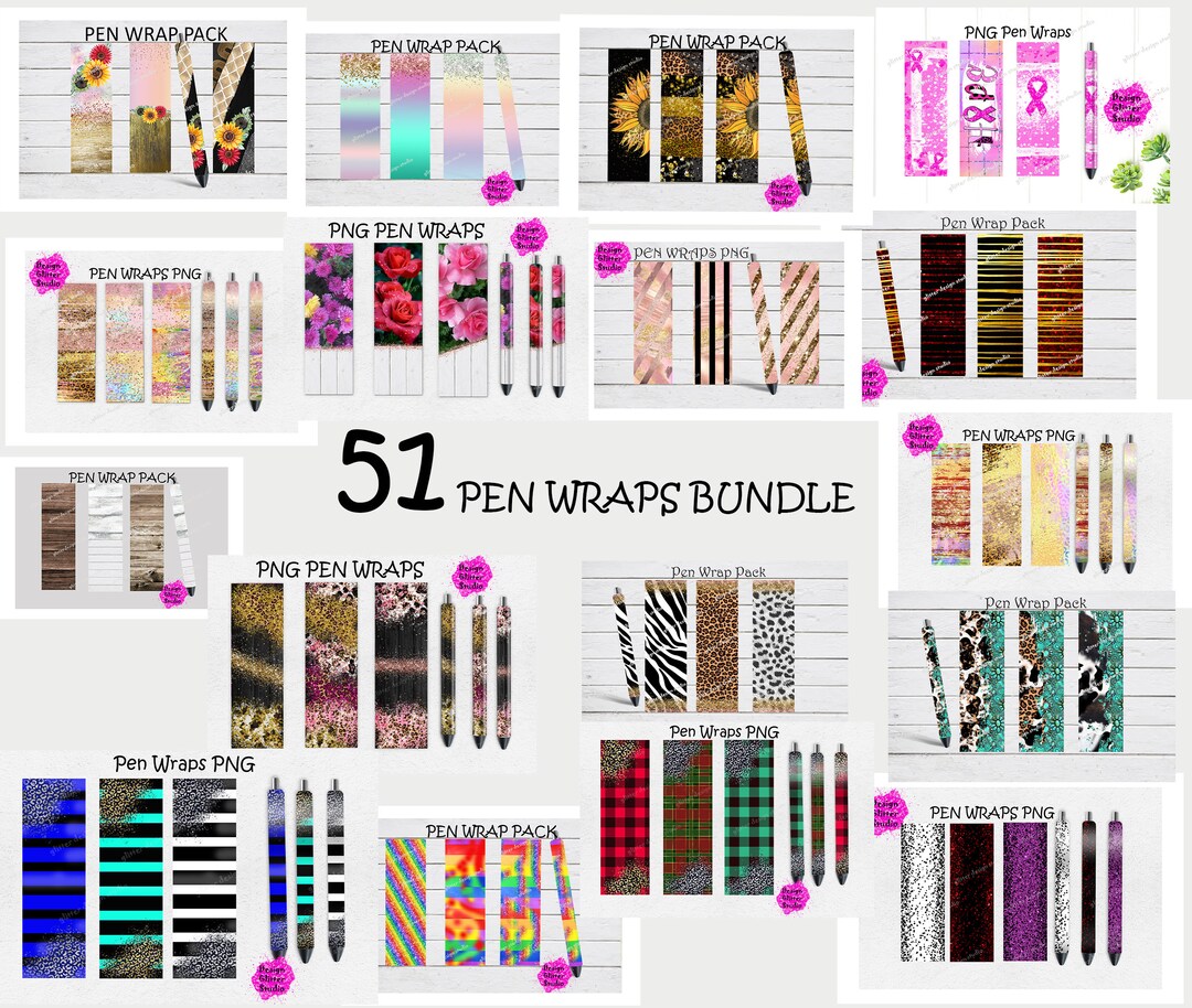51 Pen Wraps Decals, Pen Wrap Bundle,custom Pens Png,full Wrap Epoxy ...