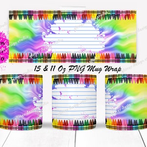 11oz & 15oz Tie Dye Mug Wrap Templates,crayons and Paper Teacher ...