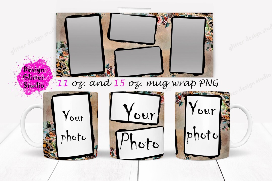 Photo Mug Wrap Png,frame Mug Sublimation Designs,picture Mug Template ...