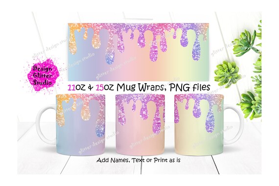 Glitter Drips Full Wrap Mug Sublimation Designelegant Mug - Etsy