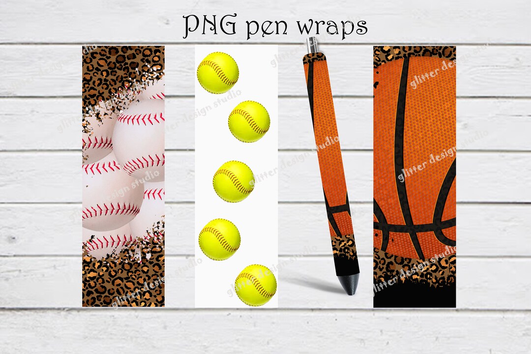 Pen Wraps Love Baseball Patterns Design, Basketball Decal, Softball Pen ...