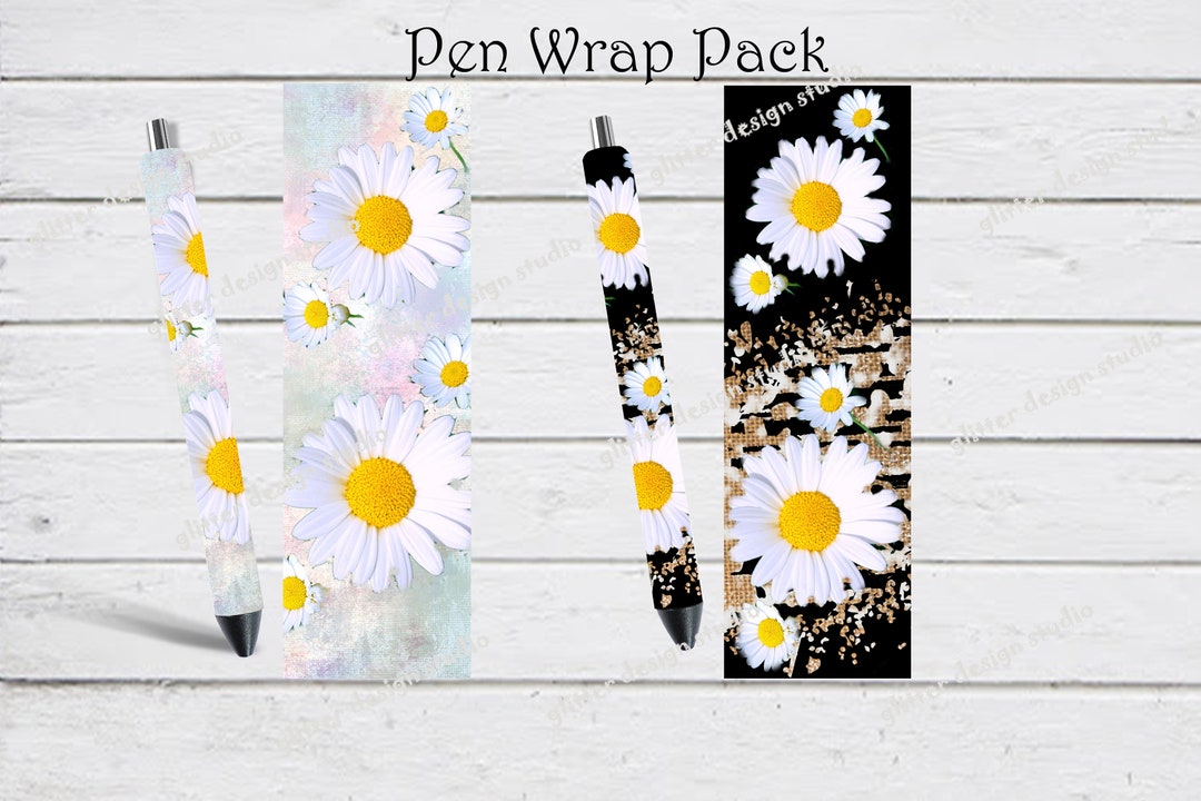Daisy Pen Wrap Pack,distressed Pen Wrap Template, Daisy Floral Ink Joy ...