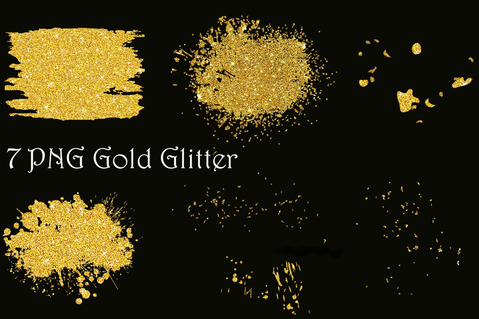 Gold Glitter Splashes and Strokes Gold Splatter Clipart Gold | Etsy