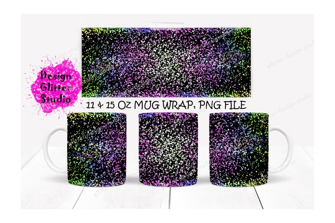 Neon Glitter Full Wrap Mug Sublimation Designs,tye Dye Mug Wrap ...