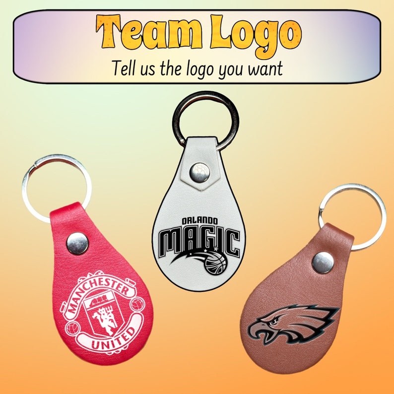 Customized Leather Keychain tear Drop Shape Custom Chrome Design ...