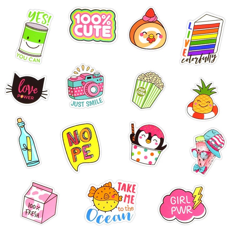50/100 Pcs Kawaii GZQT Girl Cartoon Stickers for Laptop Phone Car Bike Guitar Suitcase ...