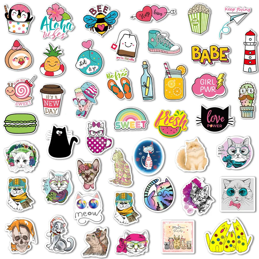 50/100 Pcs Kawaii GZQT Girl Cartoon Stickers for Laptop Phone Car Bike Guitar Suitcase ...