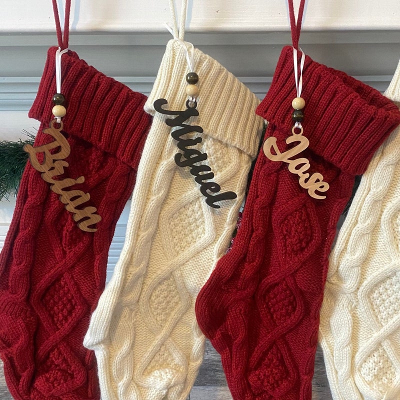Wood Stocking Tags Black - Etsy