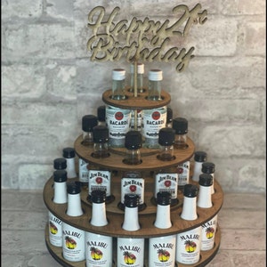 3 Tier Shot Cake, 21st Birthday Gift, Mini Liquor Bottle Stand, Funny ...