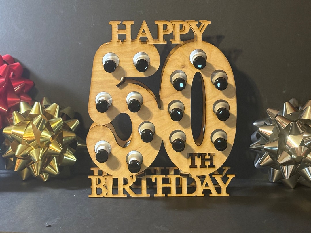 Happy 50th Birthday Shot Stand, 50th Birthday Gift, Mini Liquor Bottle ...