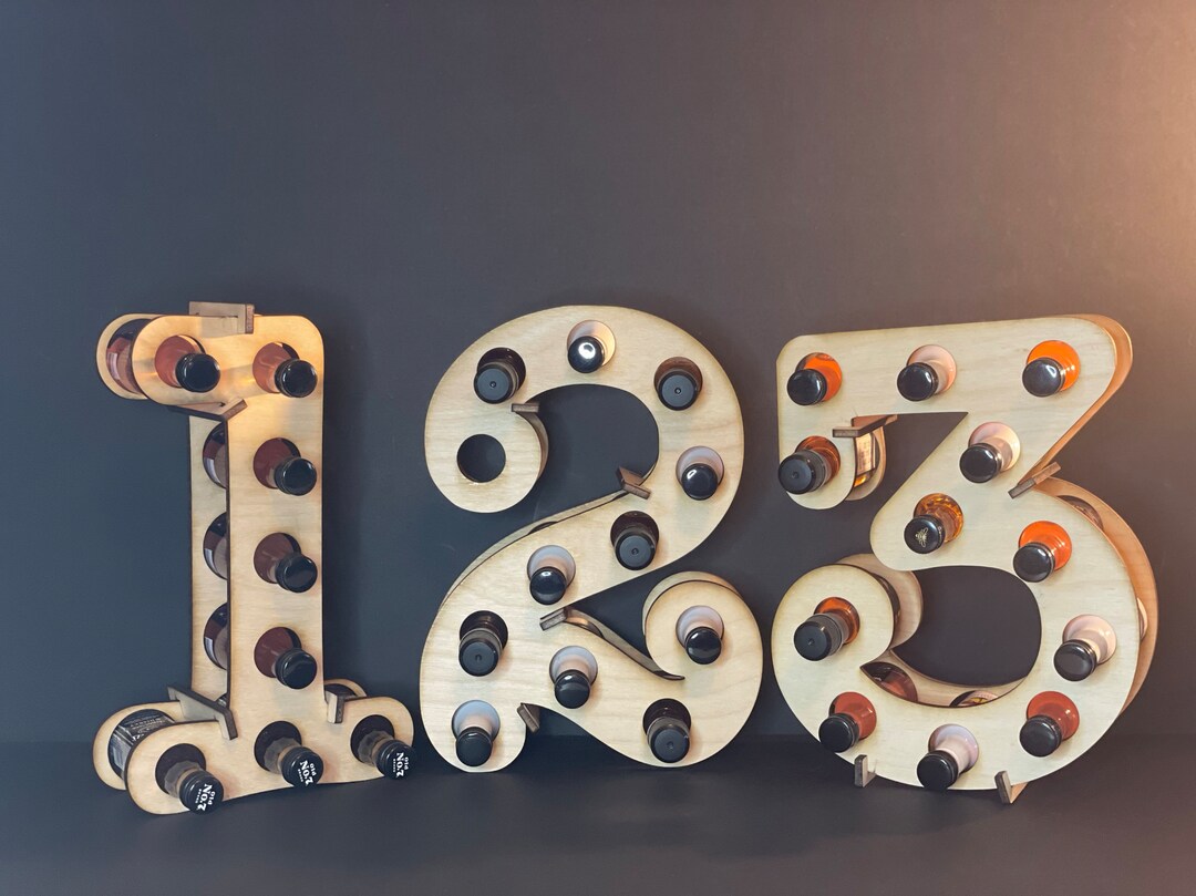 Custom Number Shot Stand, Birthday Gift, Mini Liquor Bottle Stand ...