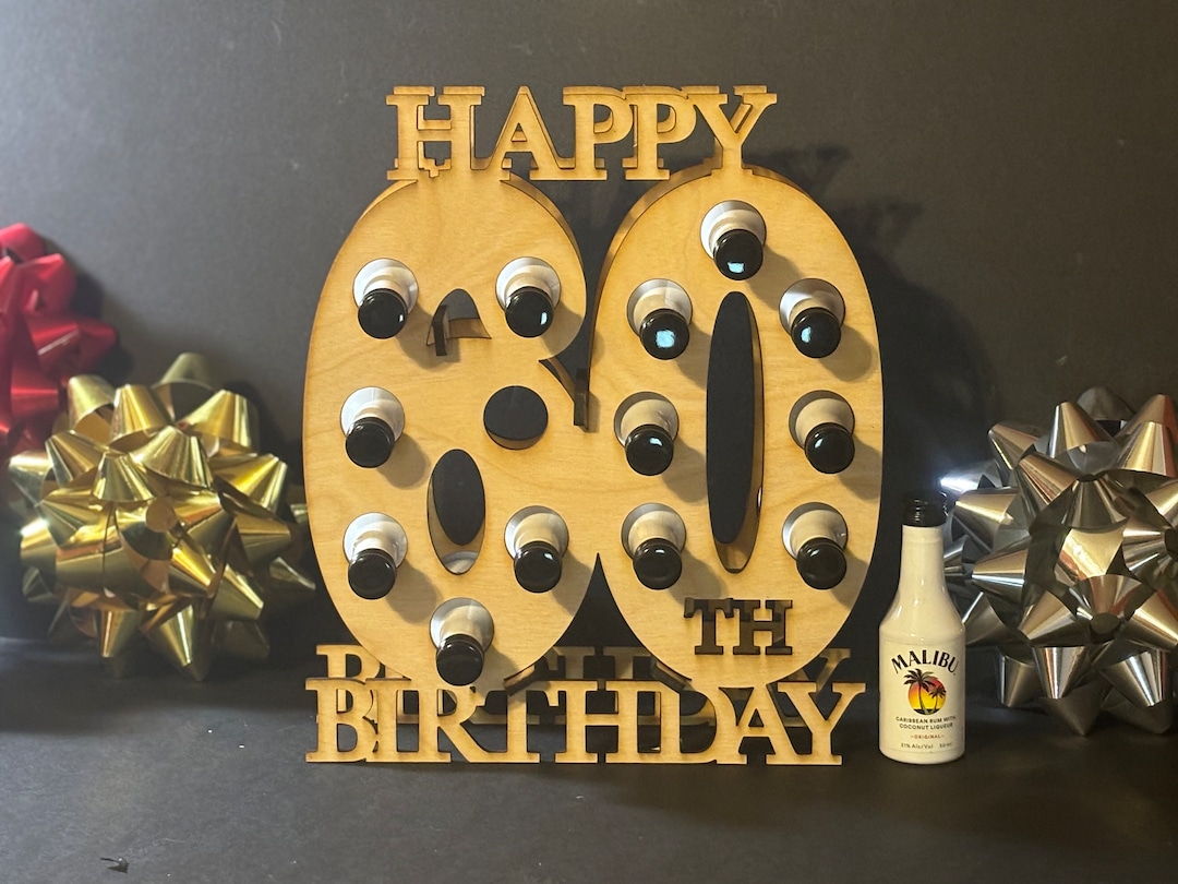 60th Birthday Shot Stand: Birch Wood Liquor Bottle Display - Etsy